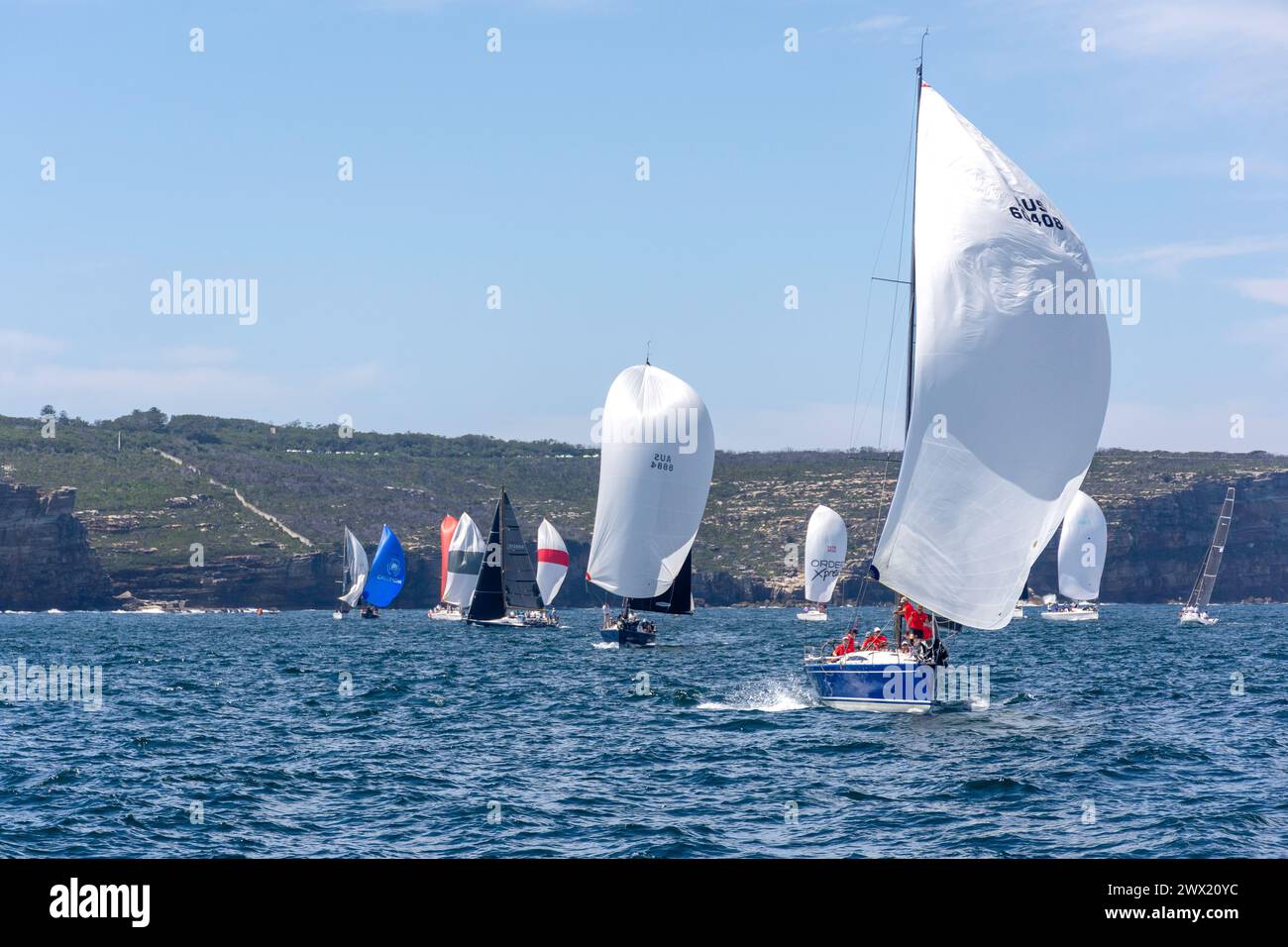 Yachts racing in Sydney Harbour, North Sydney, Sydney, New South Wales ...