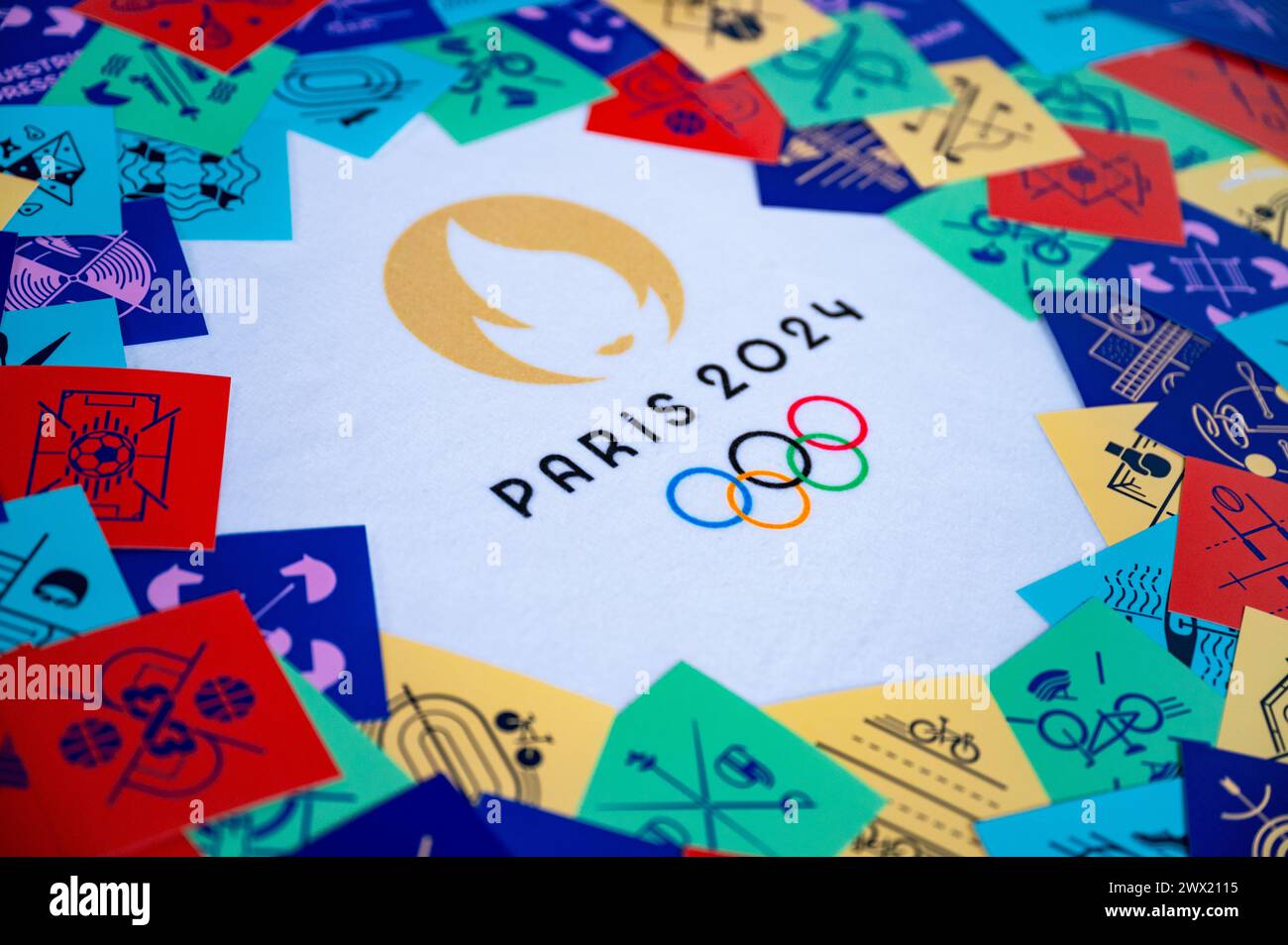 PARIS, FRANCE, MARCH 26, 2024: Official Emblem of the Summer Olympic ...