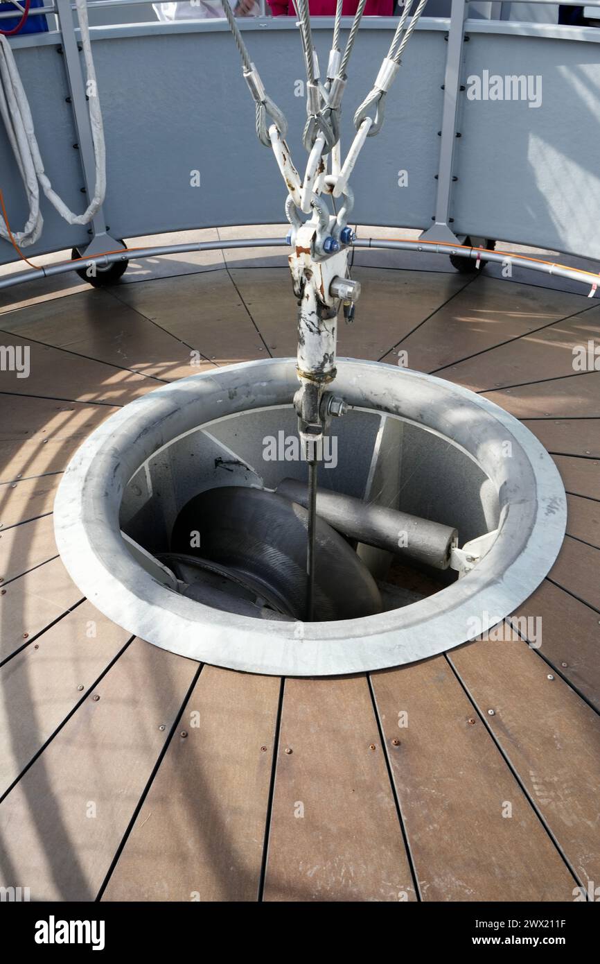 Detail of the tether in The Aerophile Baloon high over the city Stock ...