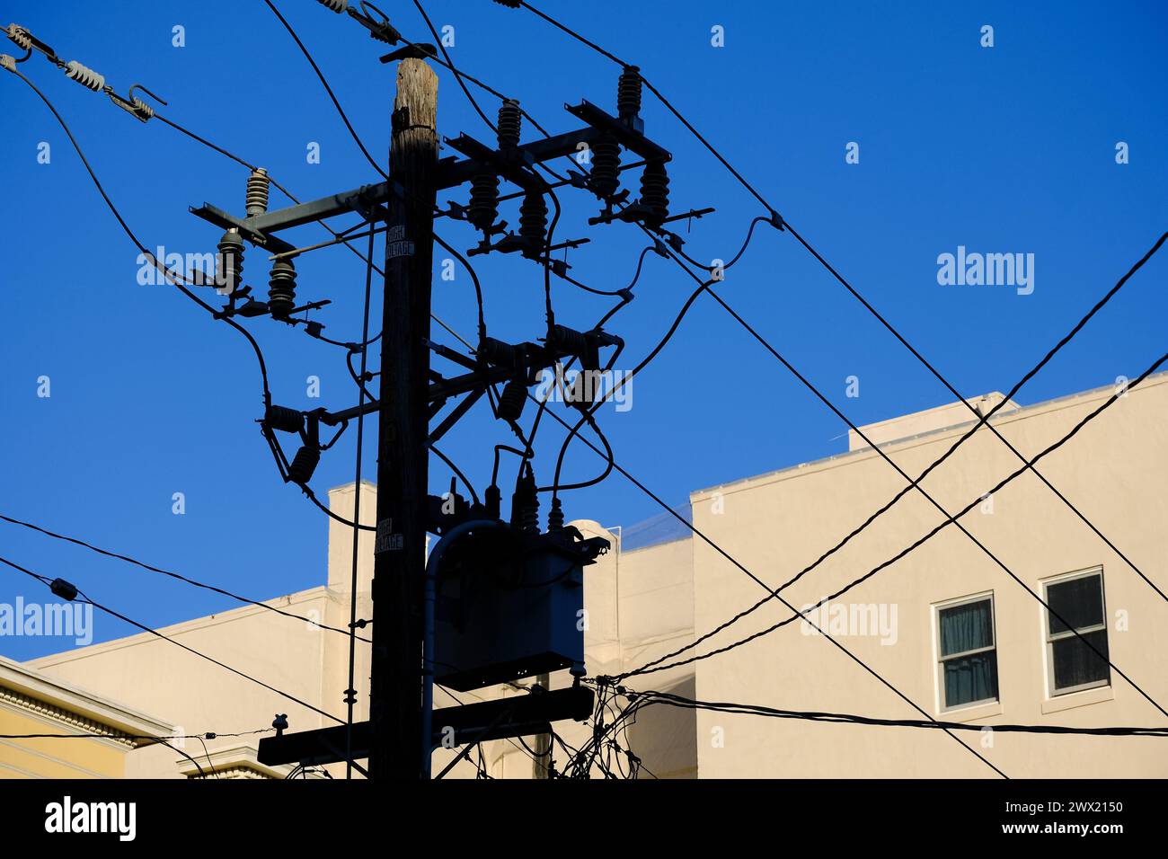 Electrical power lines and transformers in Los Angeles, California, USA ...