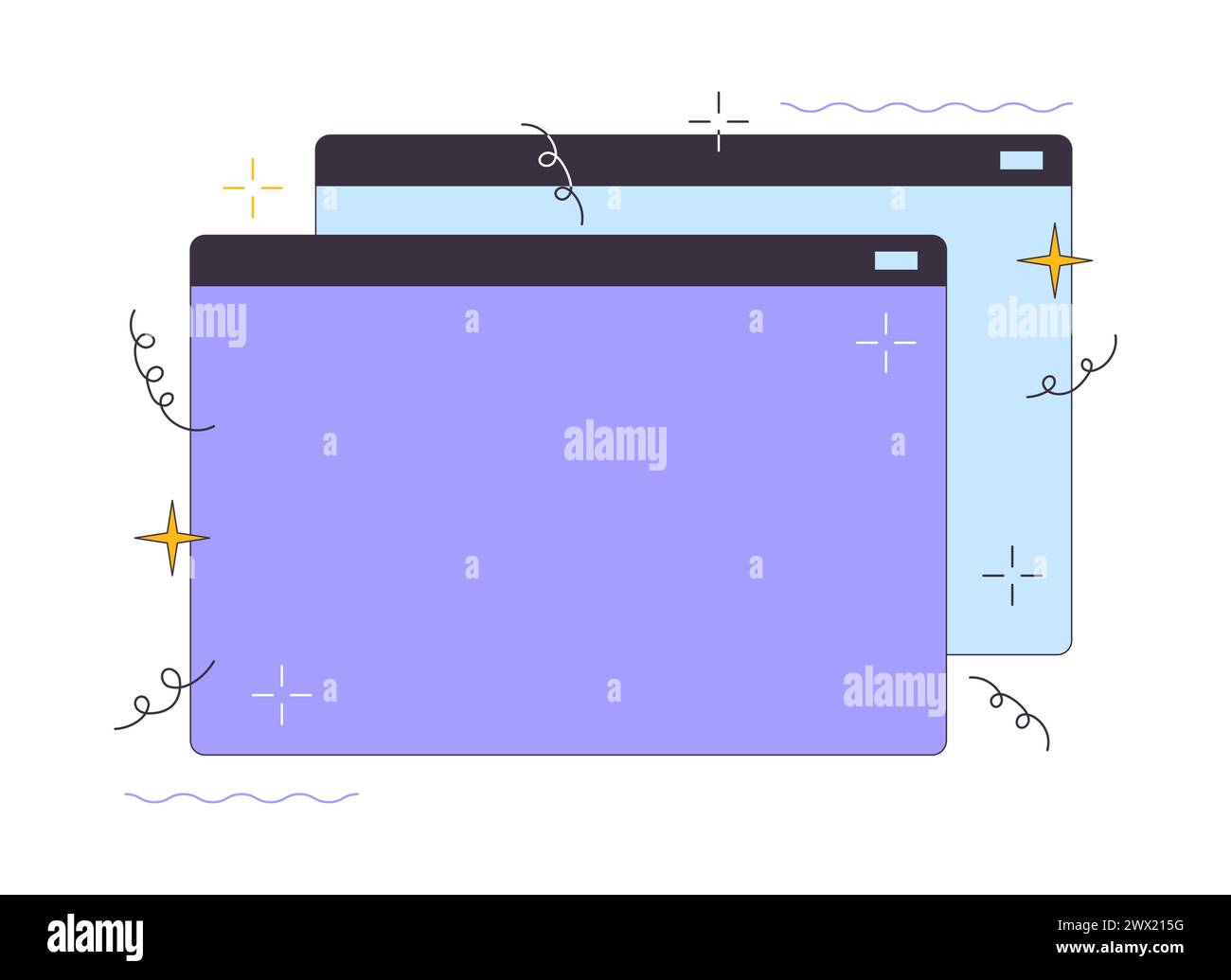 Open web site windows 2D linear cartoon objects Stock Vector Image ...