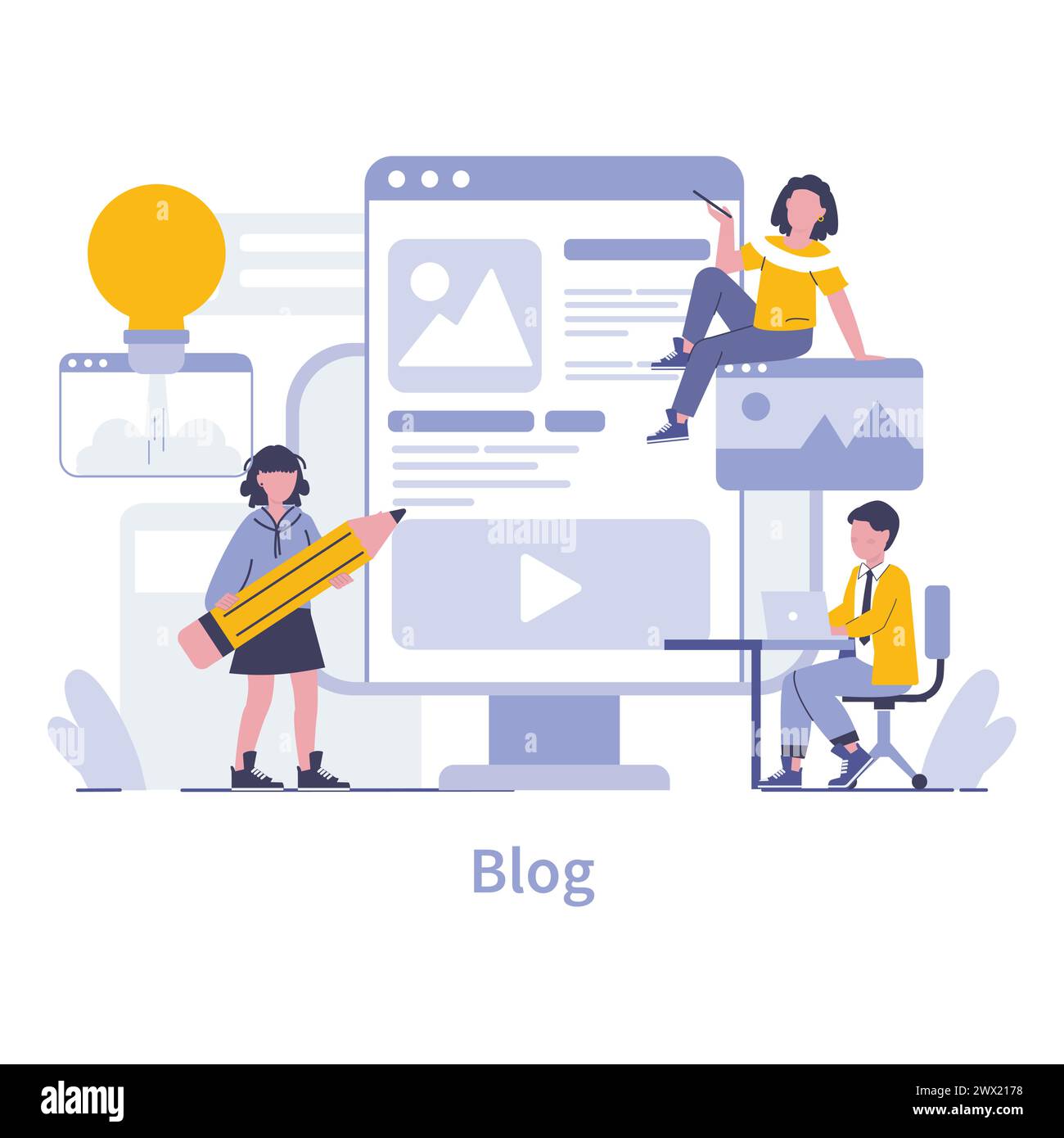 Blogging concept. Creative content creation and sharing ideas through ...