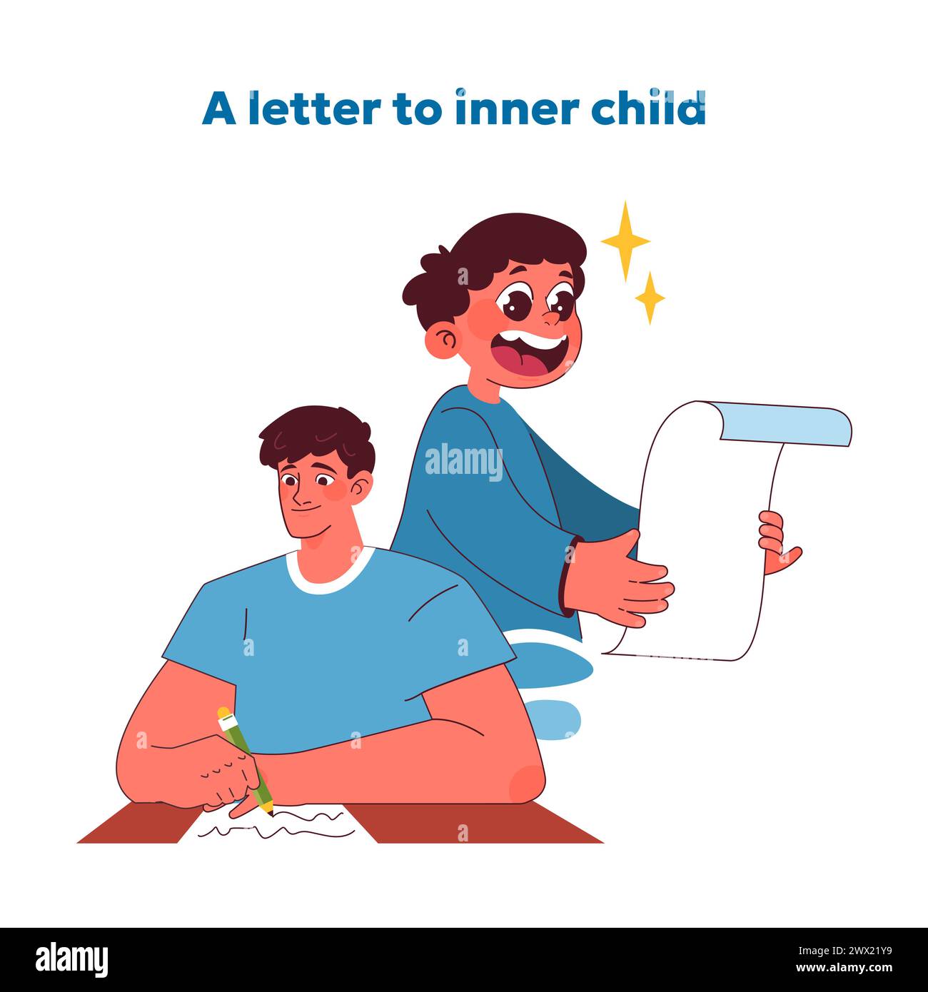 Reflective writing concept. Individual composes heartfelt letter to ...