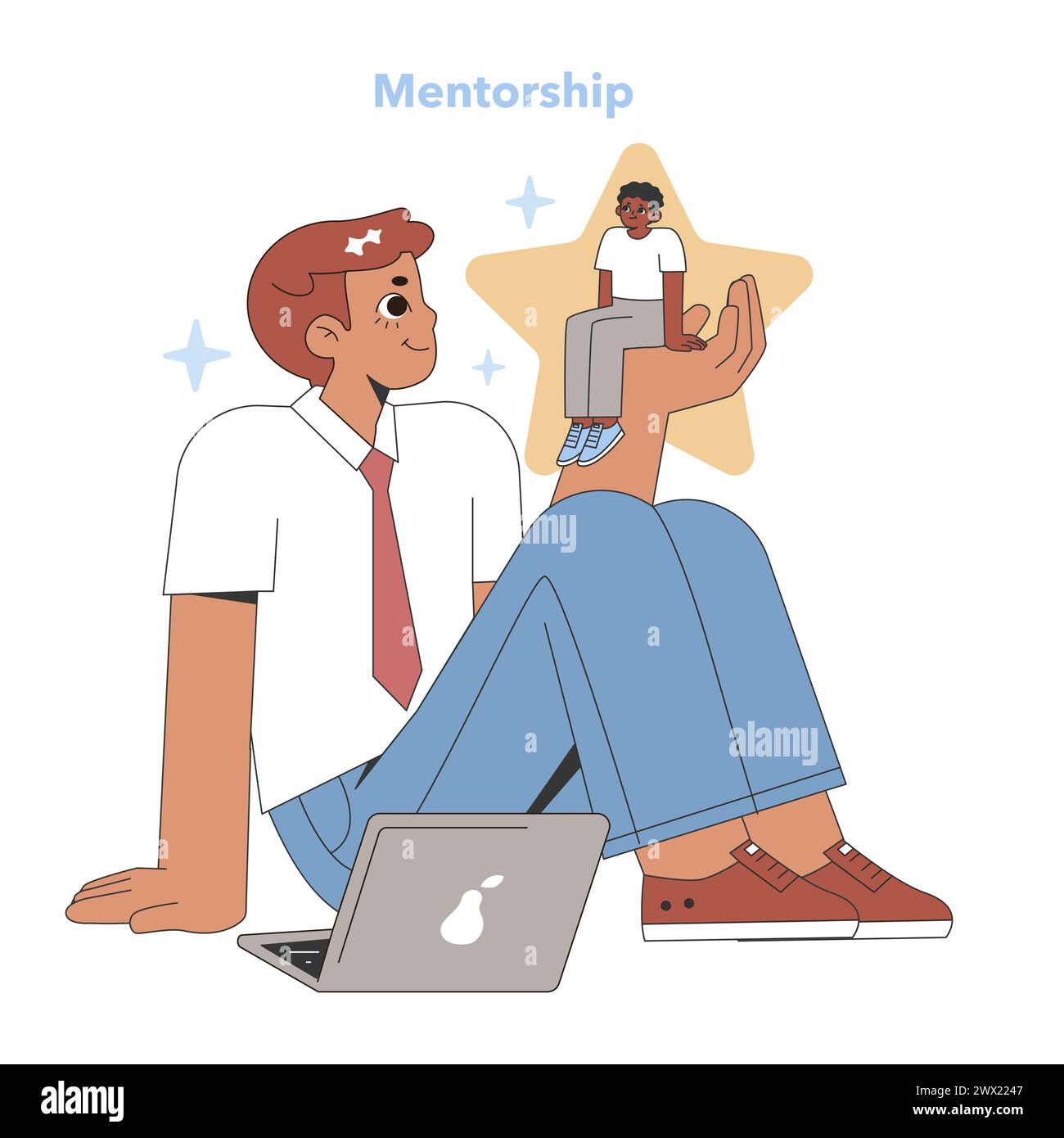 Mentorship concept. A seasoned professional provides guidance to a ...