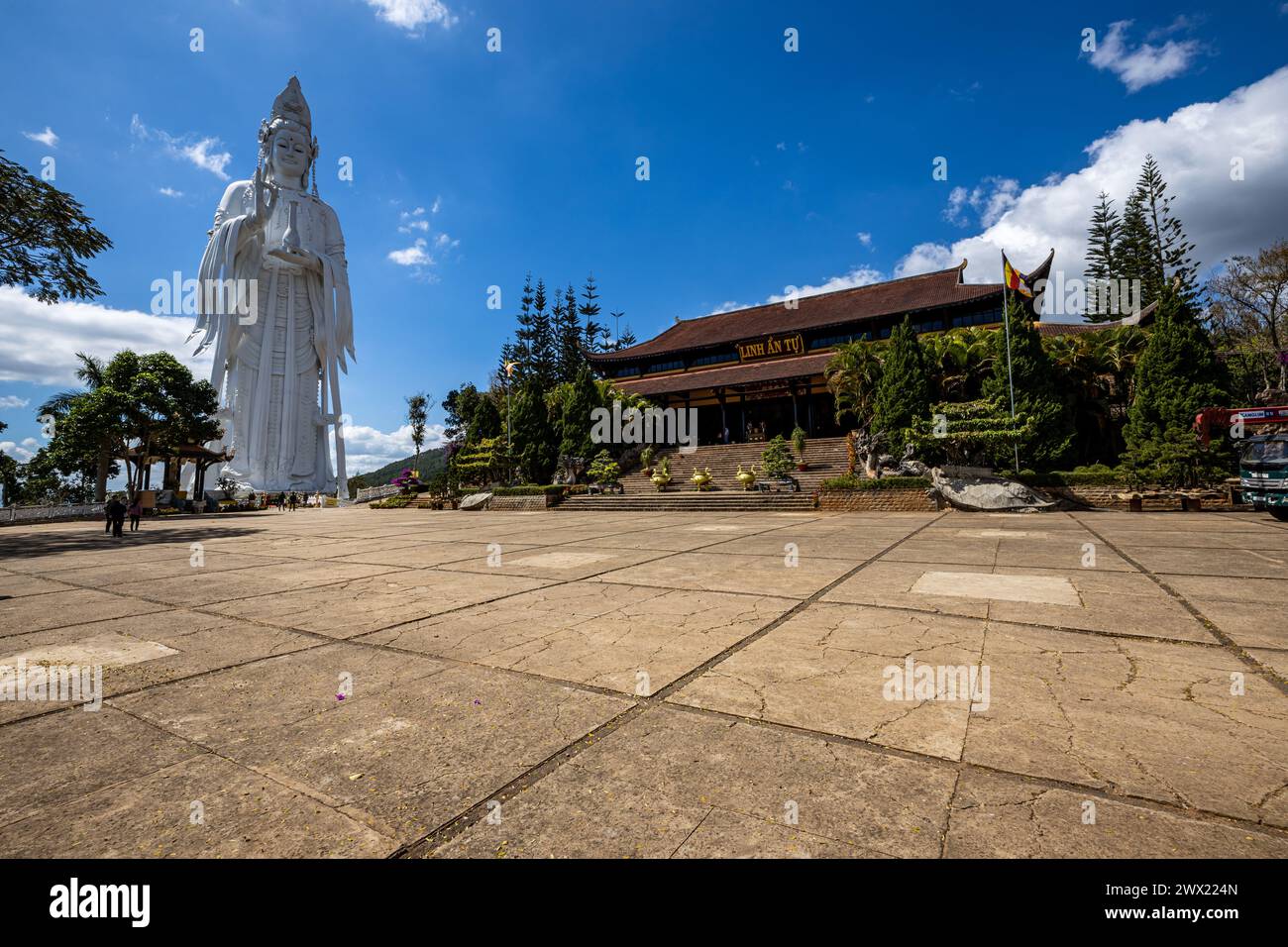 The temple at the Elephant Waterfall at Dalat in Vietnam Stock Photo ...