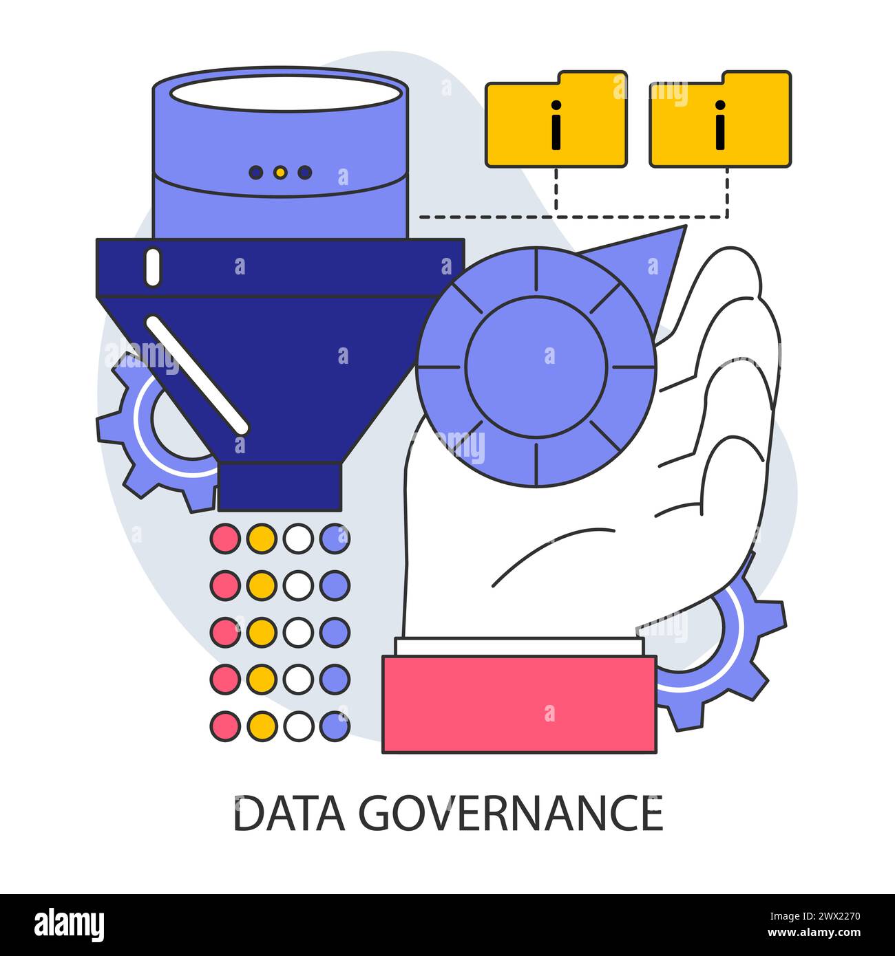 Data governance. Information oversight and regulation. Hand holding ...