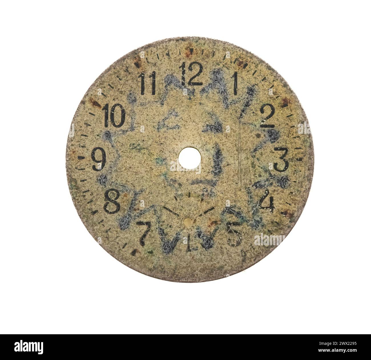 Old vintage clock face isolated on white background Stock Photo - Alamy