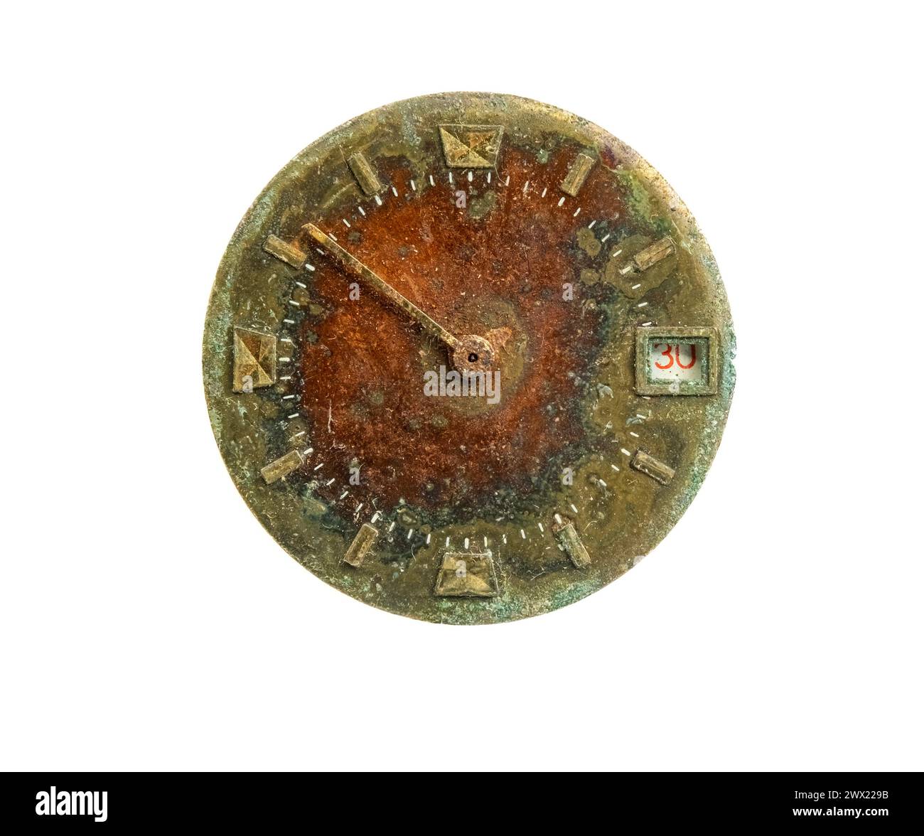 Old vintage clock face isolated on white background Stock Photo - Alamy