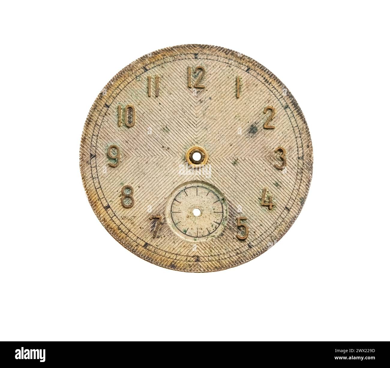 Old vintage clock face isolated on white background Stock Photo - Alamy