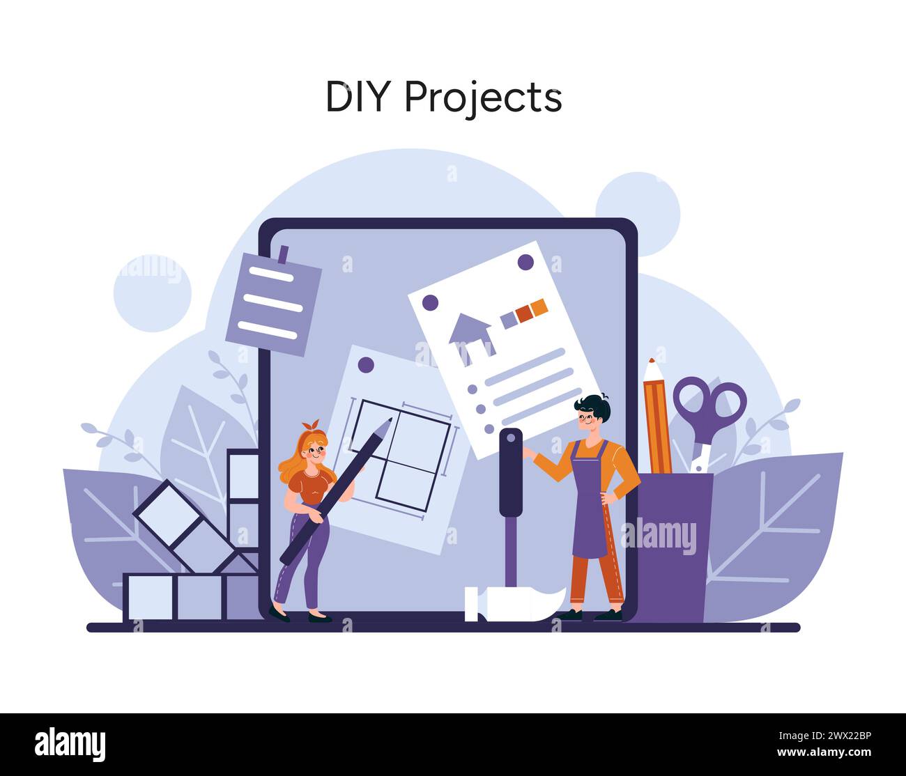 DIY Projects set. Creative souls immerse in the art of crafting ...