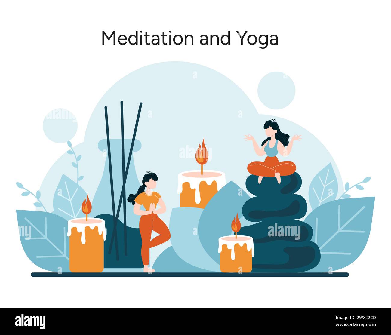 Serenity in Practice concept. Peaceful yoga poses and tranquil ...