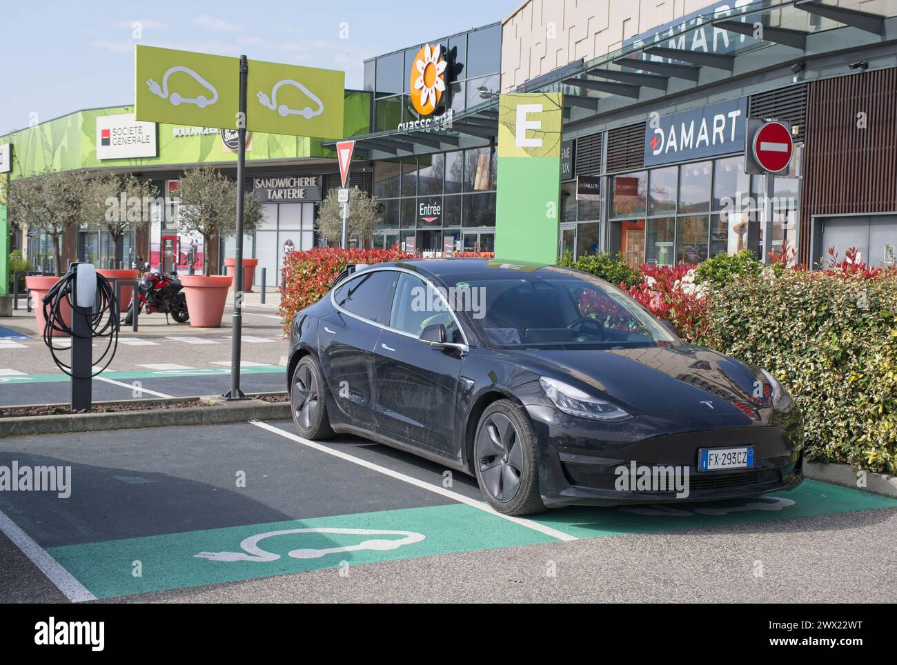 Chasse Sur Rhone, France - Mar 21, 2024: A static shot of a solid black ...