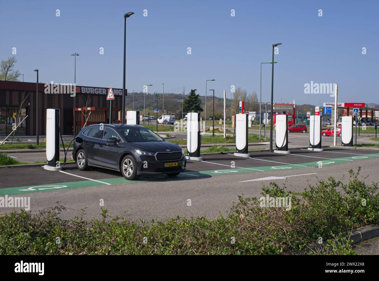 Chasse Sur Rhone, France - Mar 21, 2024: A static shot of a solid black ...