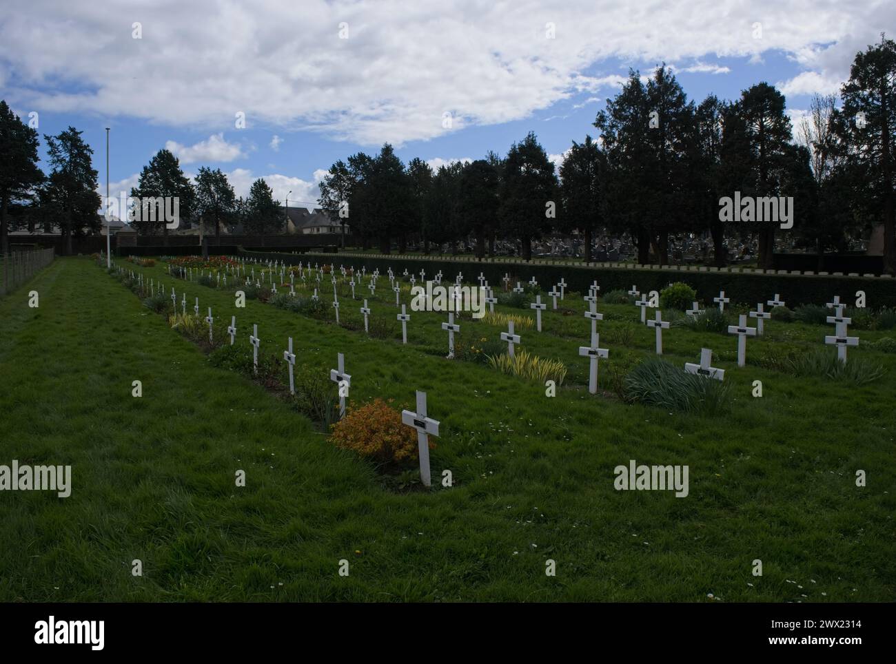 Rennes, France - Mar 24, 2024: This cemetery contains the graves of ...