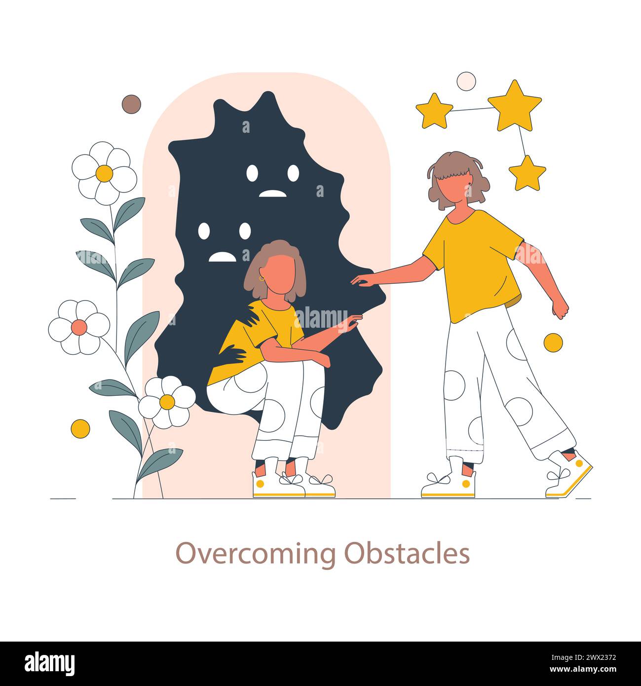 Overcoming Obstacles concept. A poignant illustration showcasing how coaching aids in breaking ...