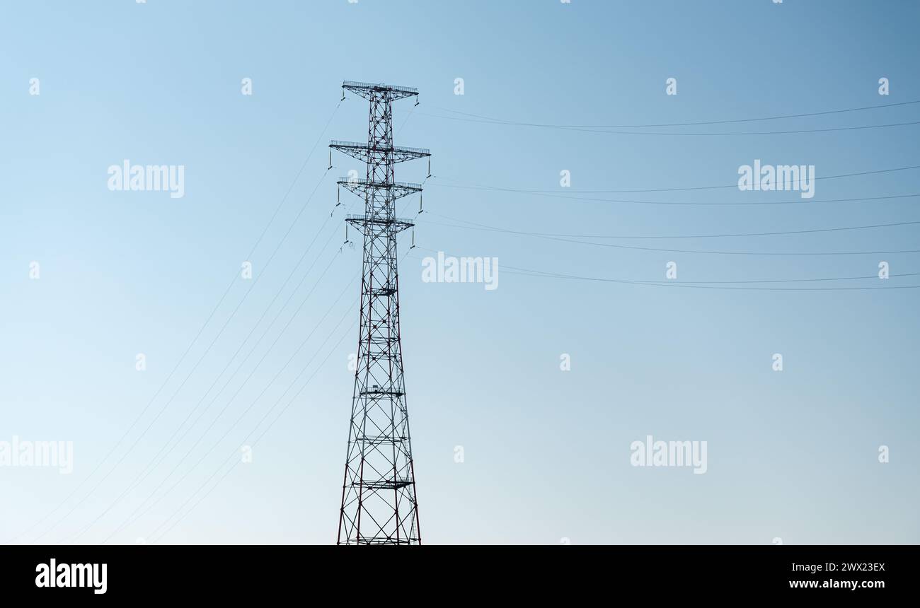 High-voltage electric power lines at daylight Stock Photo - Alamy