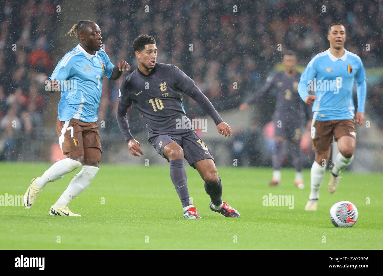 L-R Jeremy Doku(Manchester City)of Belgium and Jude Bellingham (Real ...