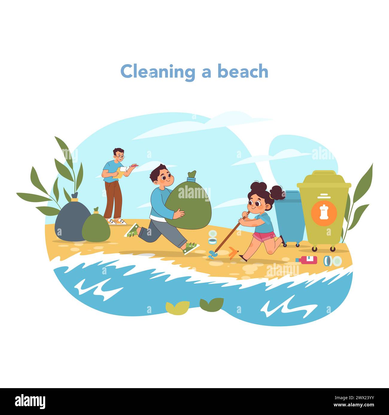 Kids beach cleanup Cut Out Stock Images & Pictures - Alamy