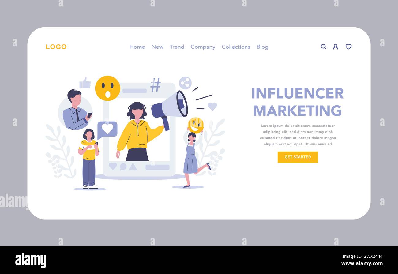 Customer Interaction in marketing web or landing page. Influencer ...