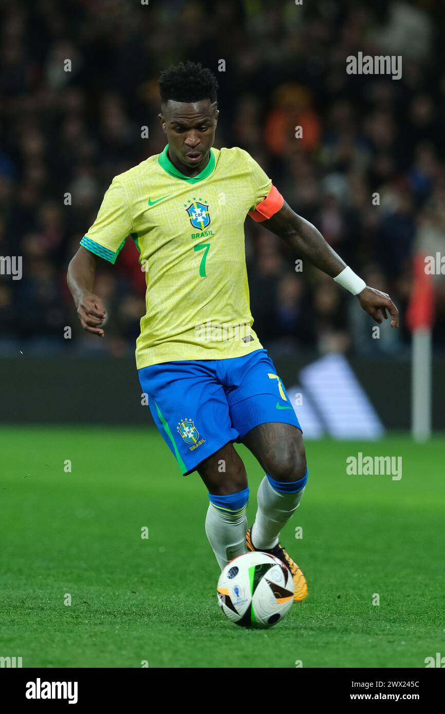 Madrid, Spain. 27th Mar, 2024. Vini Jr of Brazil during the friendly ...