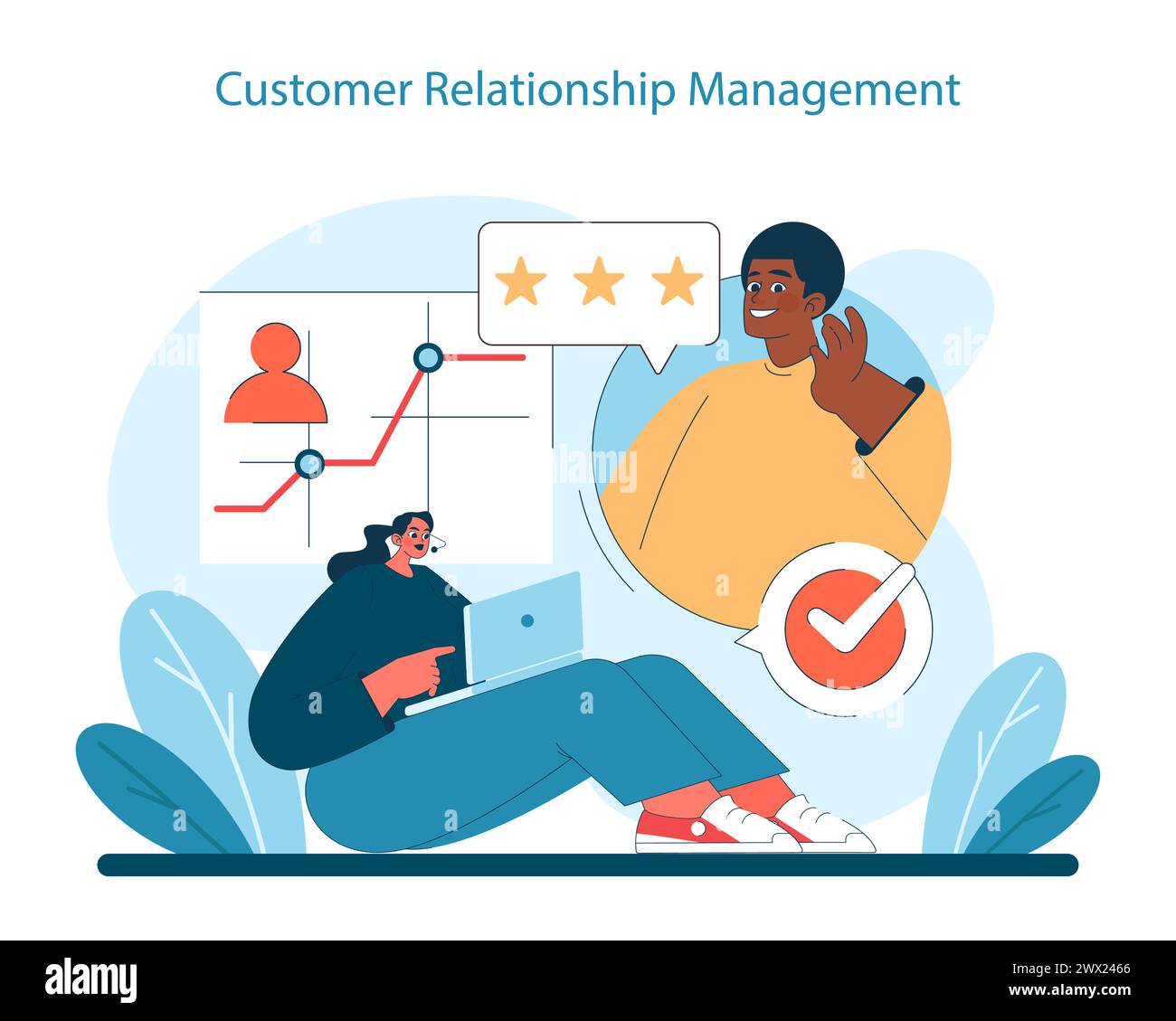 Customer Relationship Management concept. Enhancing client satisfaction through feedback and ...