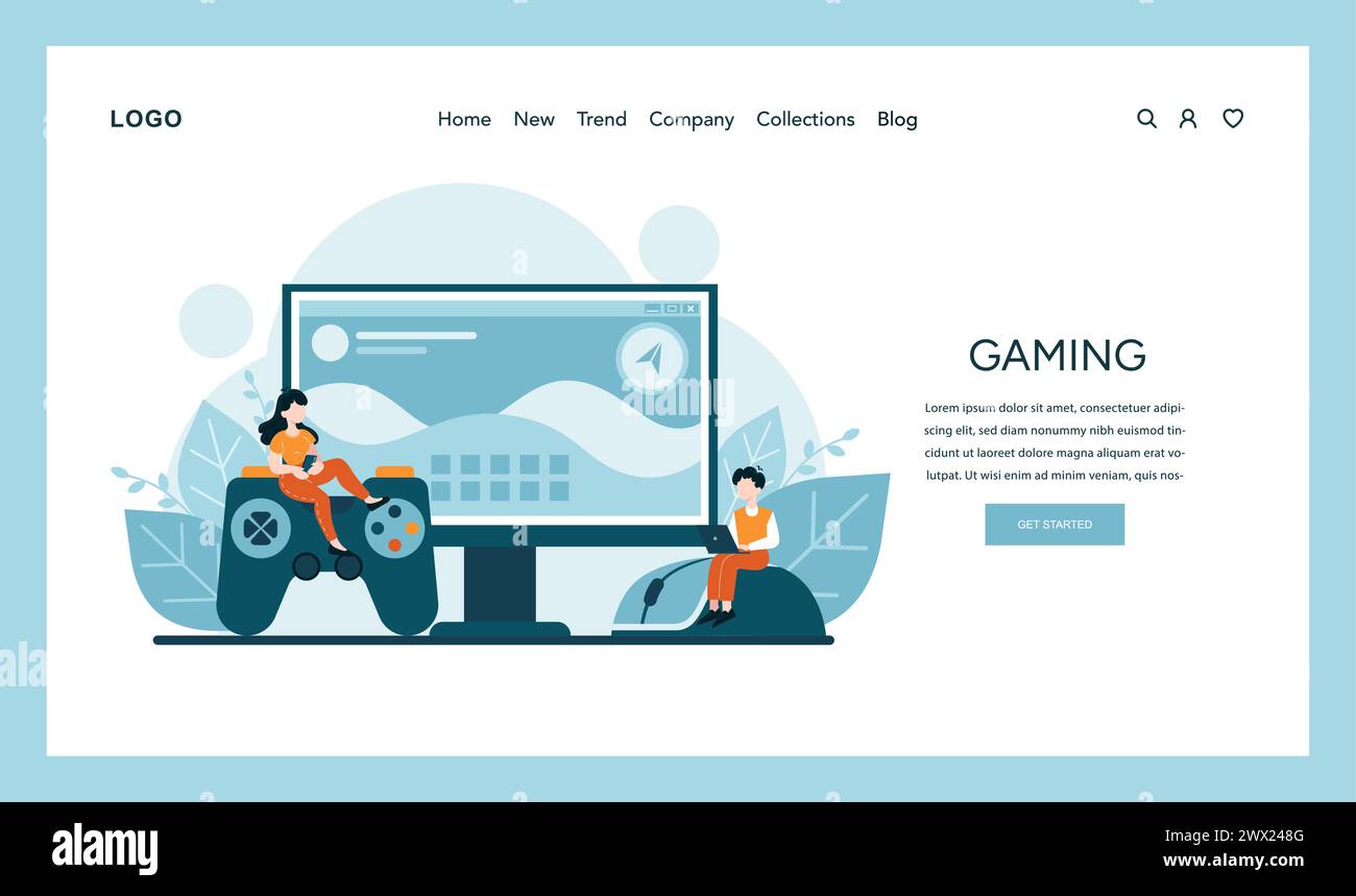 Gaming concept. Players engrossed in virtual adventures, showcasing the ...