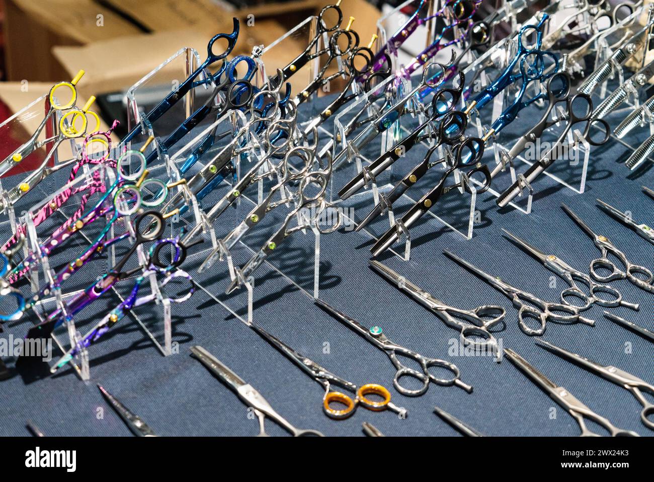 Set of professional scissors for hairdresser Stock Photo - Alamy