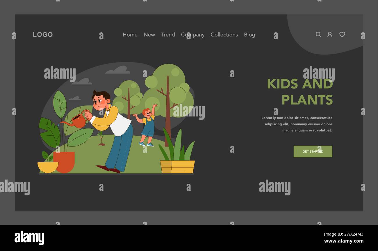 Plant nurturing concept. Young boys joyfully engage in plant care and ...