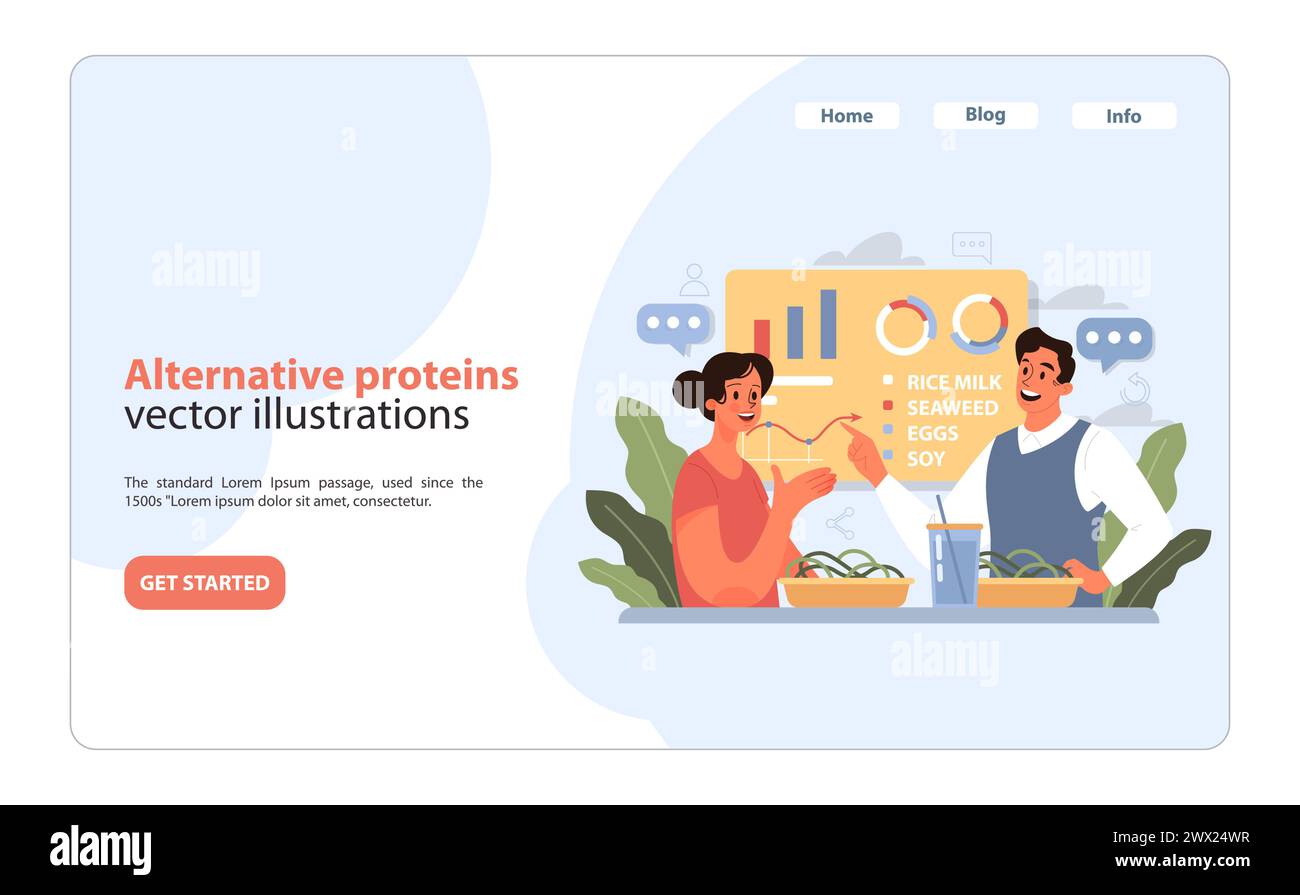 Alternative Proteins Concept. Two people discuss diverse protein ...