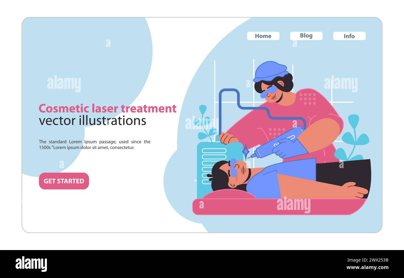 Cosmetic laser treatment session with a professional technician ...