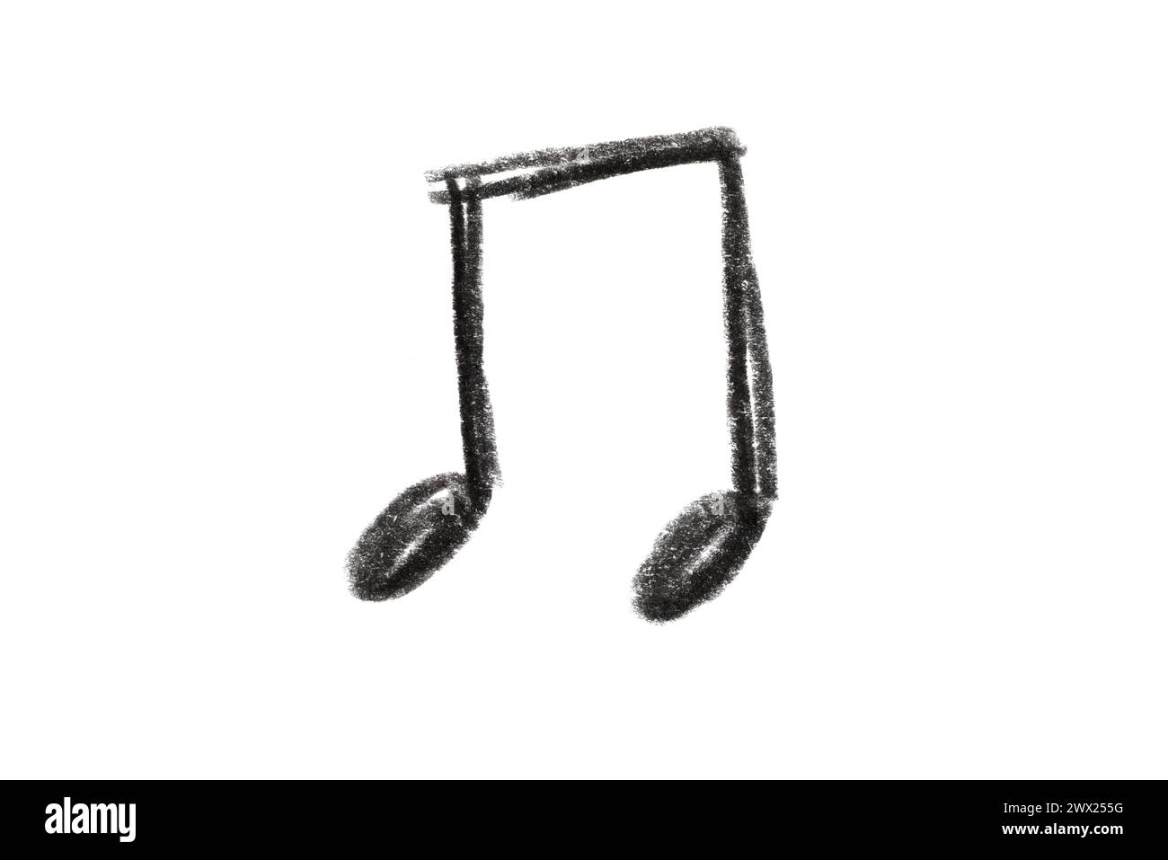 A minimalist pencil sketch of musical notes isolated on a white ...