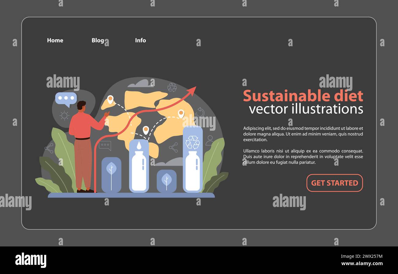 Sustainable Diet Concept. A man analyzes global food sustainability ...