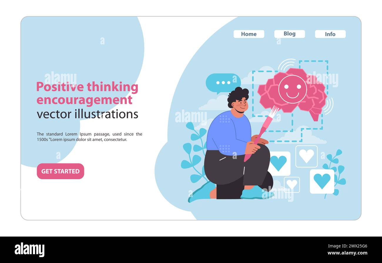 Optimism web or landing. Fostering a positive outlook with cheerful ...