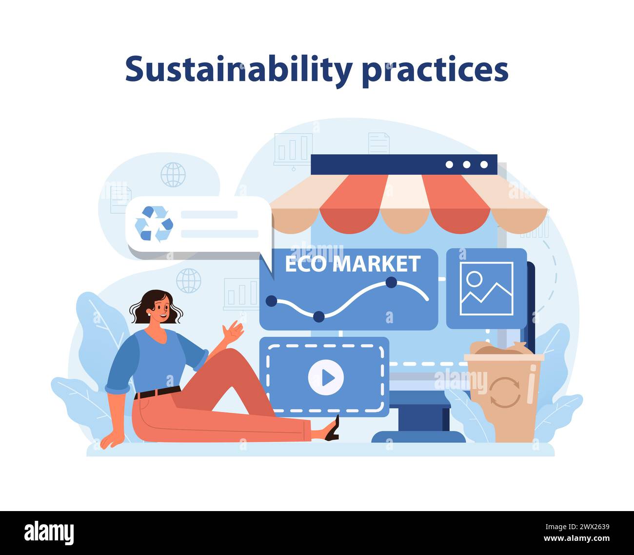 Sustainability Practices Concept. Promoting eco-friendly retail through digital platforms ...