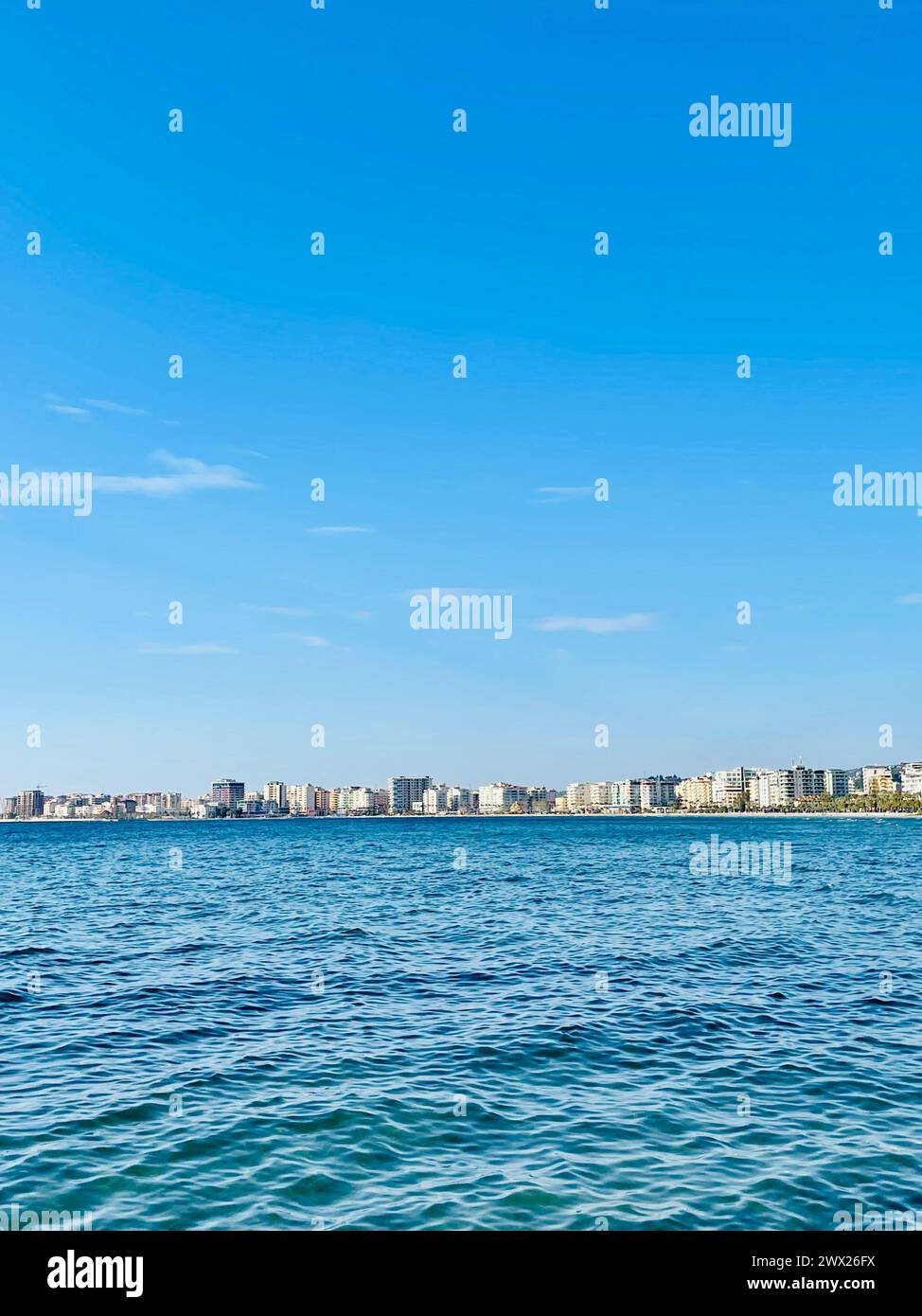 Summer cityscape of Vlore town. Adriatic sea, Albania Stock Photo - Alamy