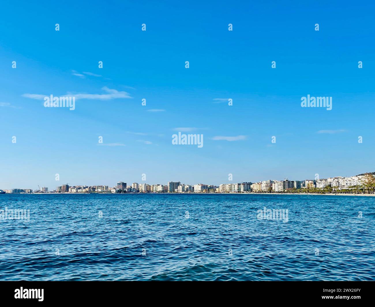 Summer cityscape of Vlore town. Adriatic sea, Albania Stock Photo - Alamy