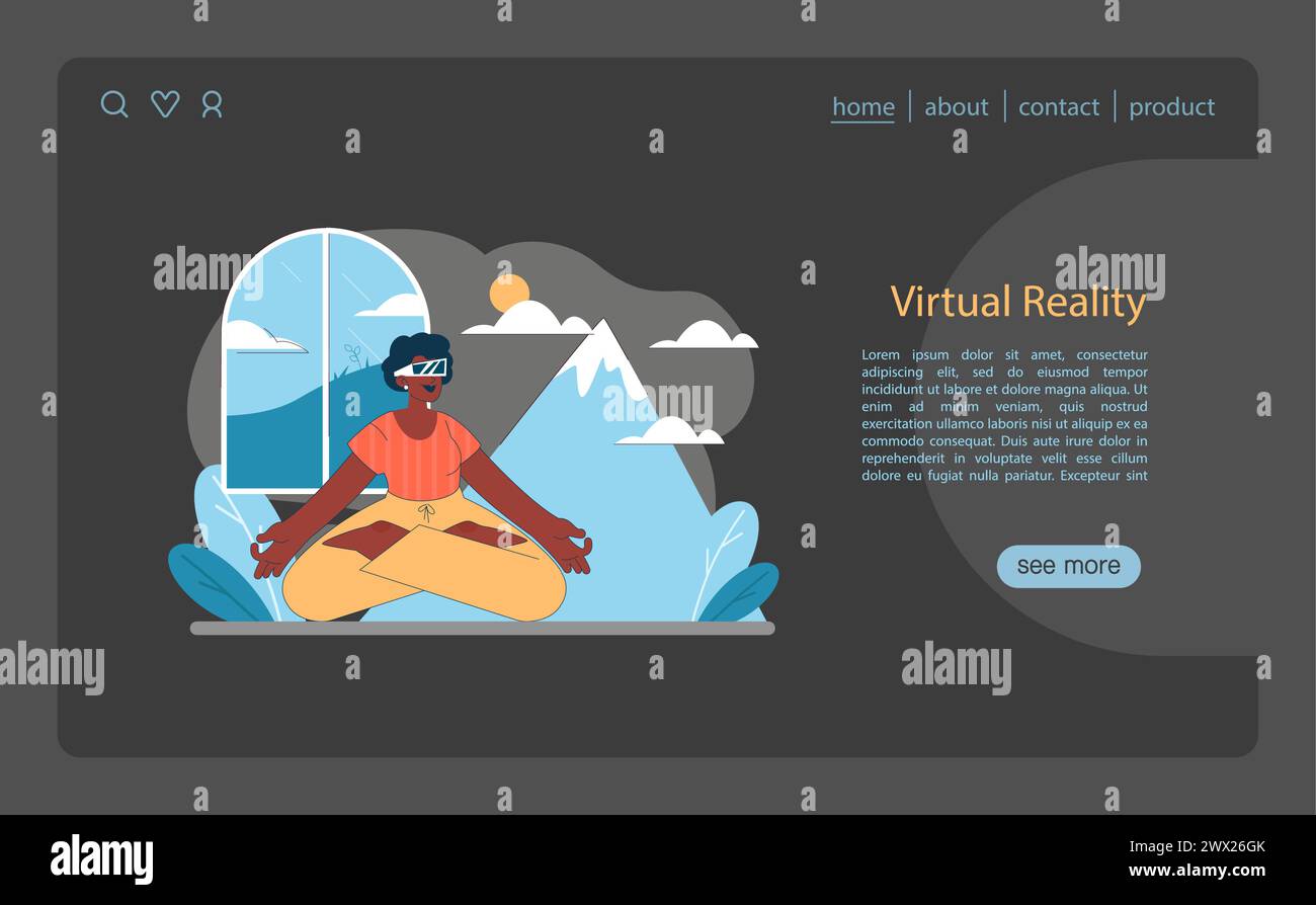 Virtual Reality concept. A serene figure in meditation harnesses VR to ...