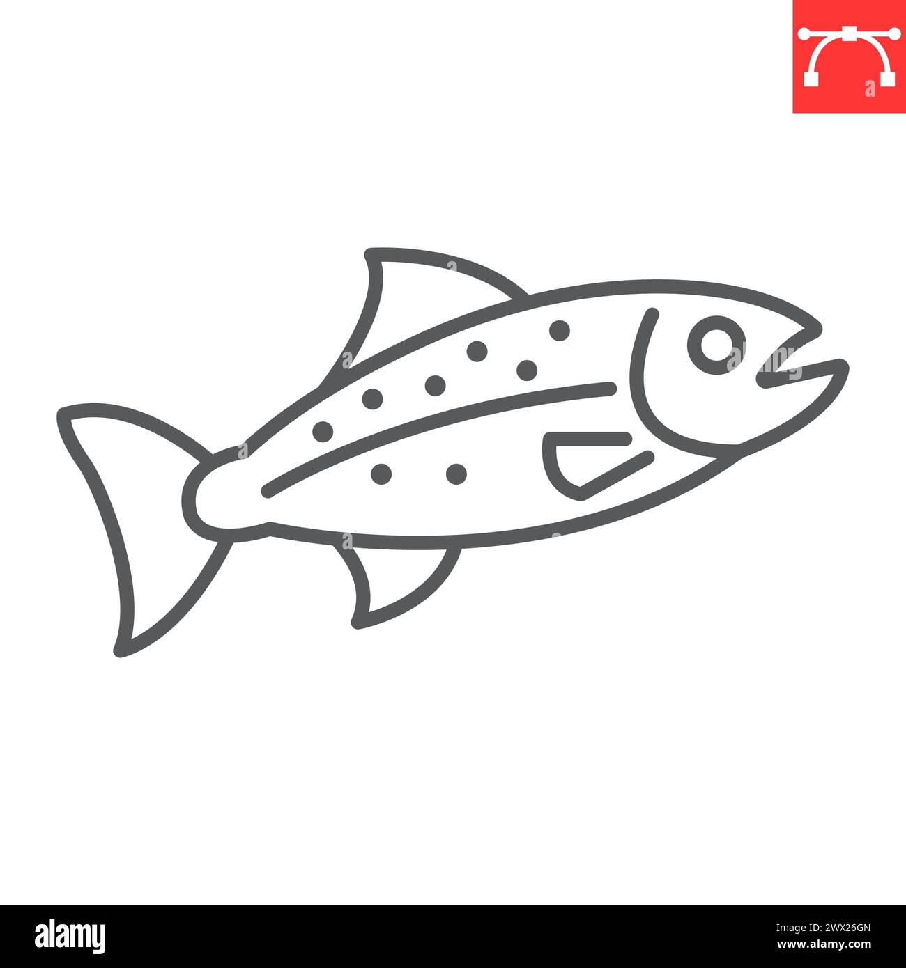 Salmon line icon, seafood and fish, trout vector icon, vector graphics ...
