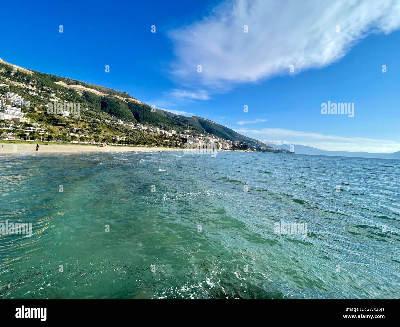 Summer cityscape of Vlore town. Adriatic sea, Albania Stock Photo - Alamy