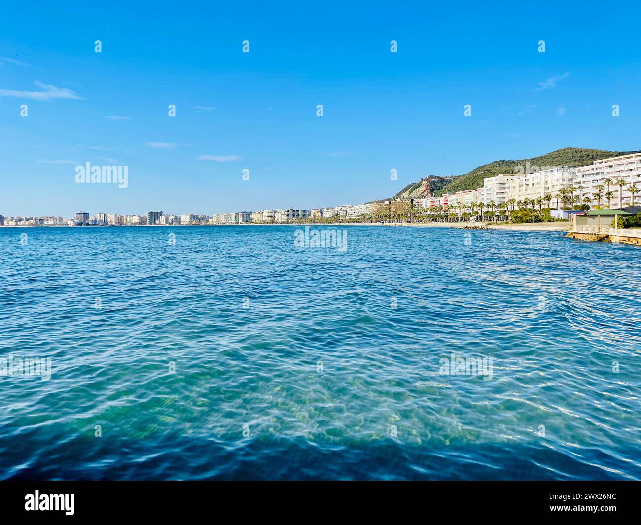 Summer cityscape of Vlore town. Adriatic sea, Albania Stock Photo - Alamy