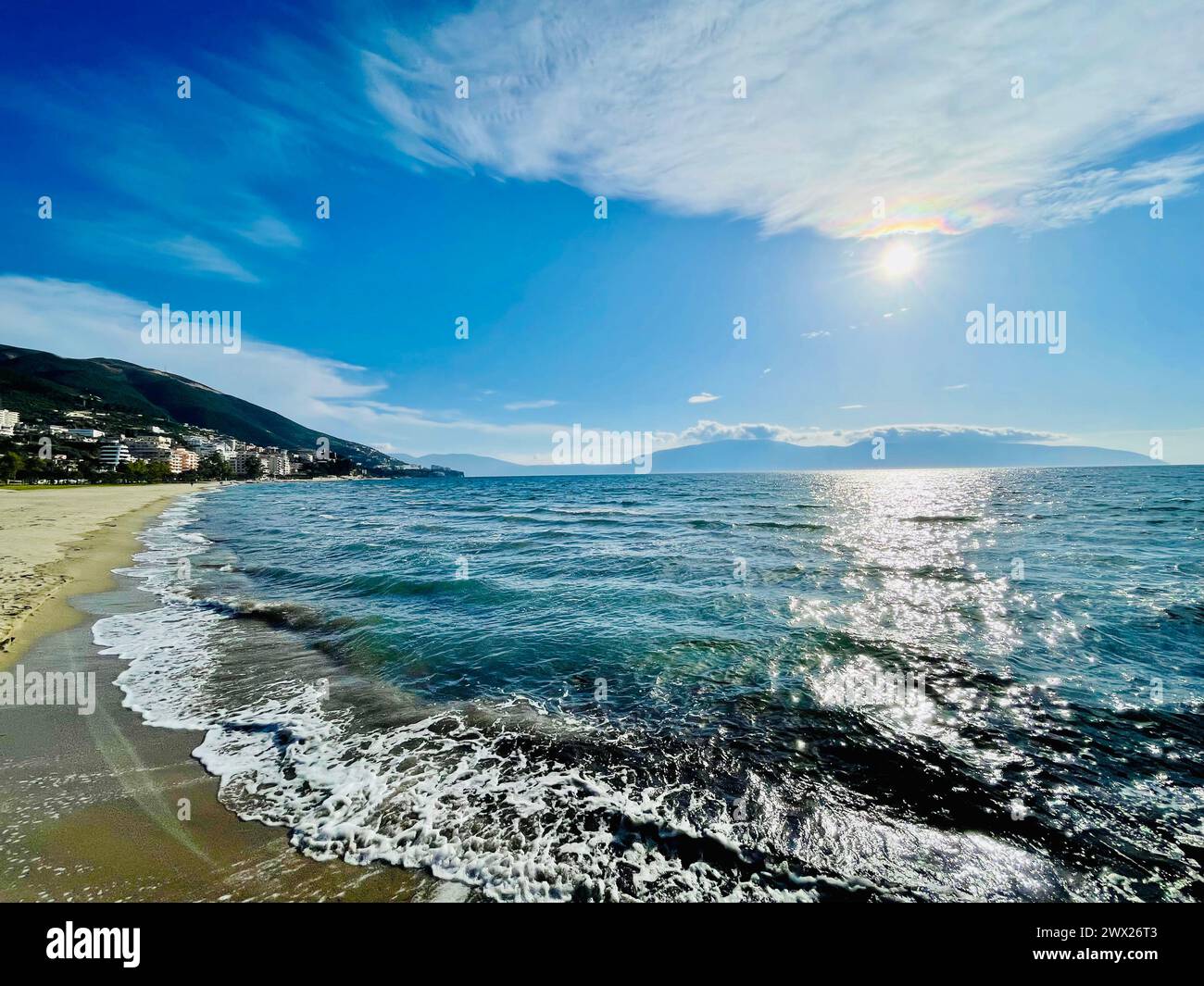Summer cityscape of Vlore town. Adriatic sea, Albania Stock Photo - Alamy