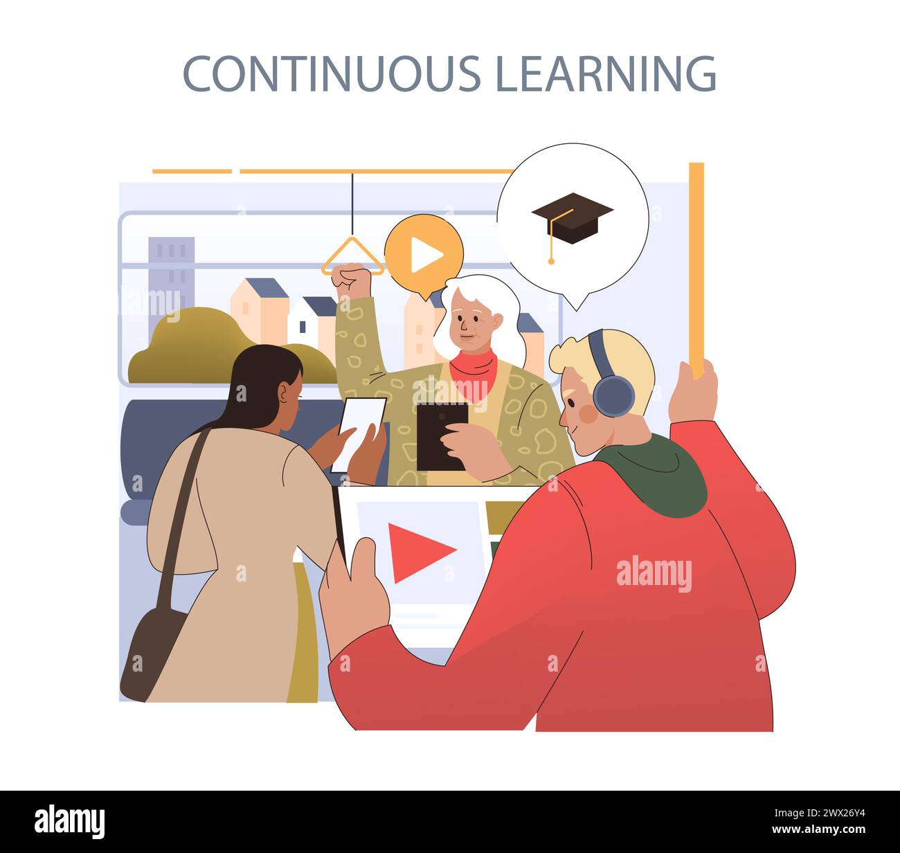 Continuous Learning concept. Diverse individuals engage with ... Continuous Learning concept. Diverse individuals engage with ...