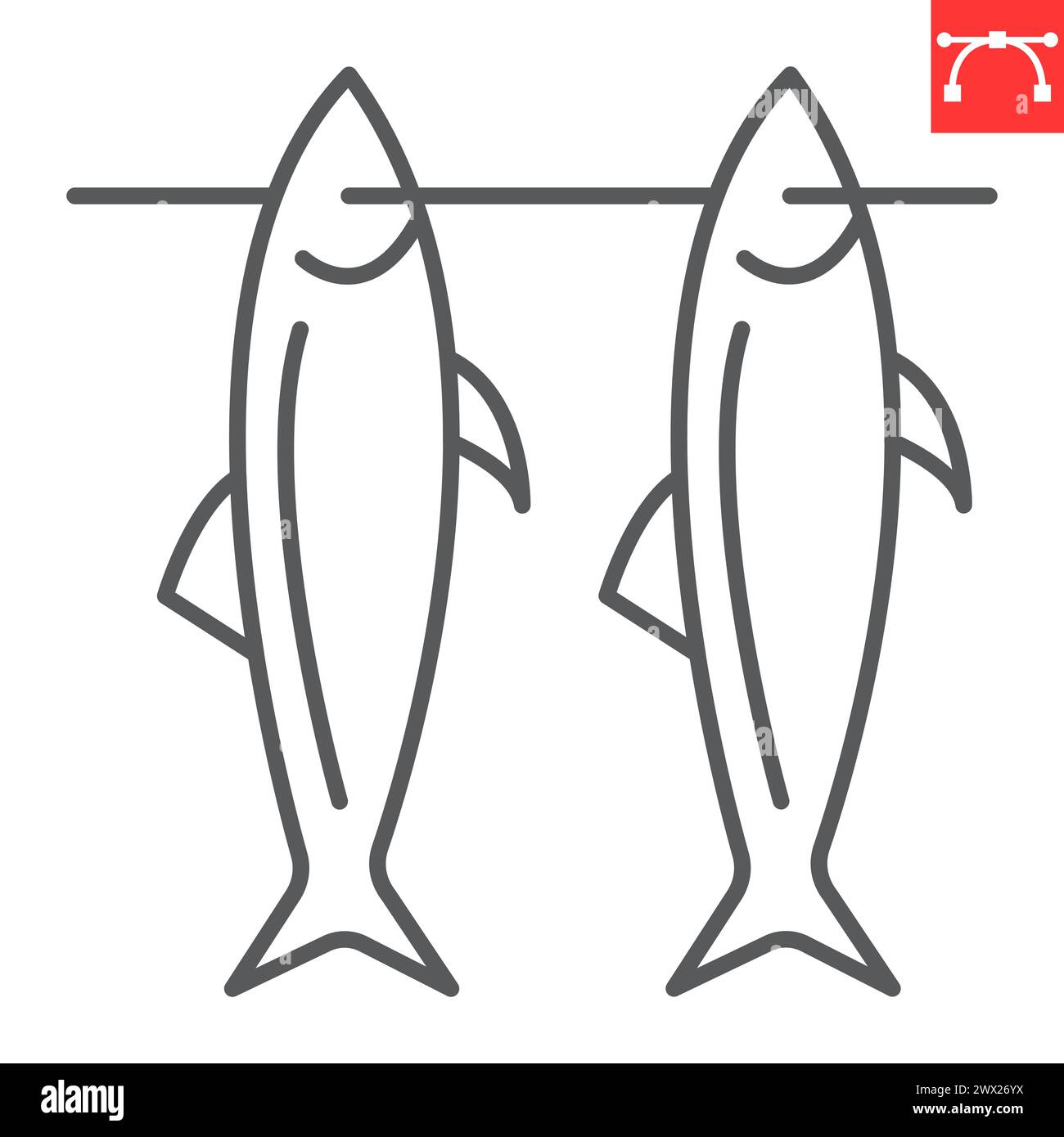Smoked fish line icon, seafood and fish, salted dry fish vector icon ...