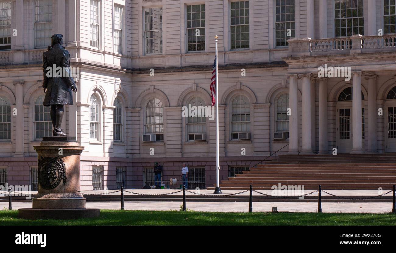 Statue of Nathan Hale in front of City Hall, New York City, New York ...