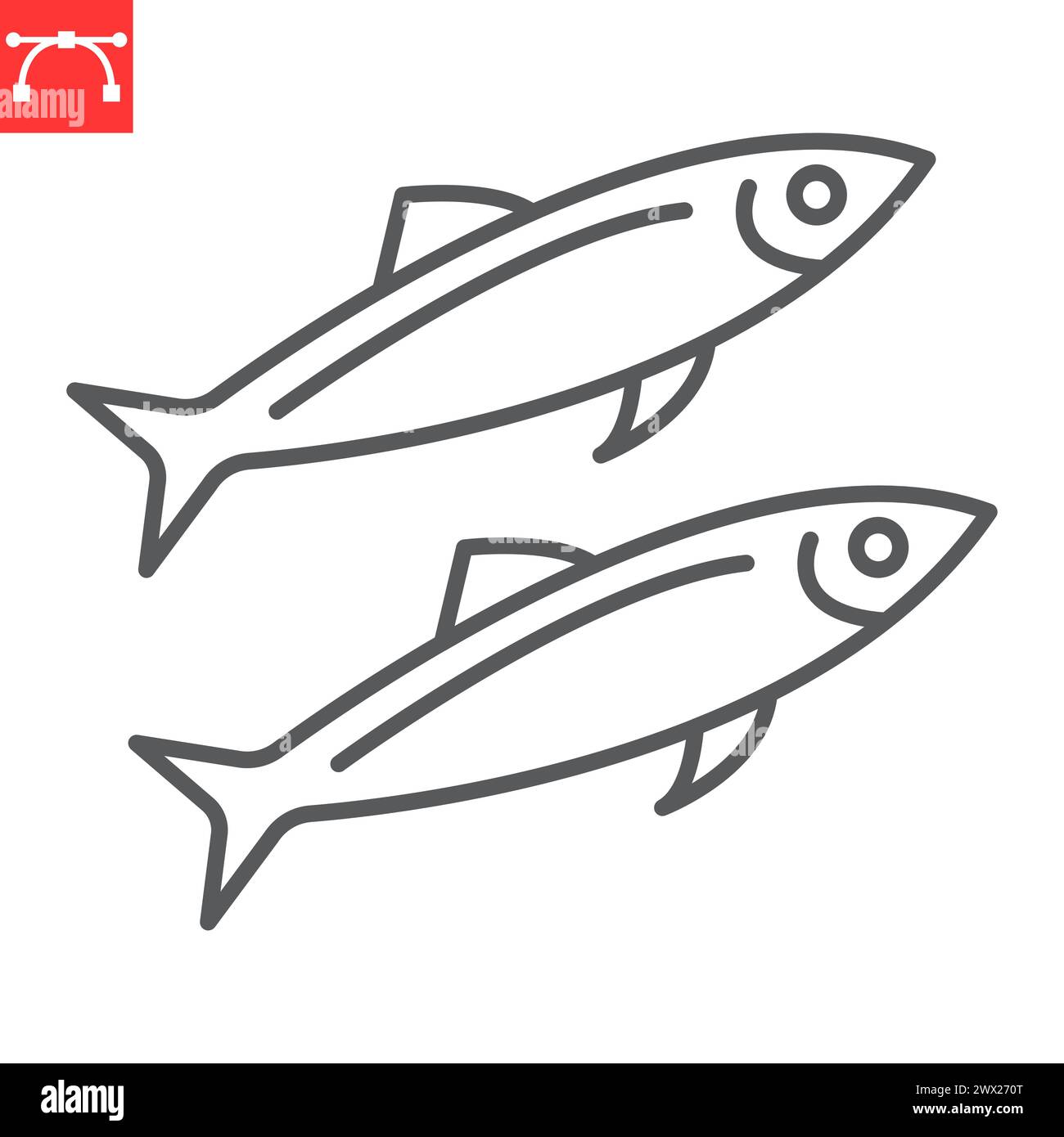 Sardines line icon, seafood and fish, pilchard vector icon, vector ...