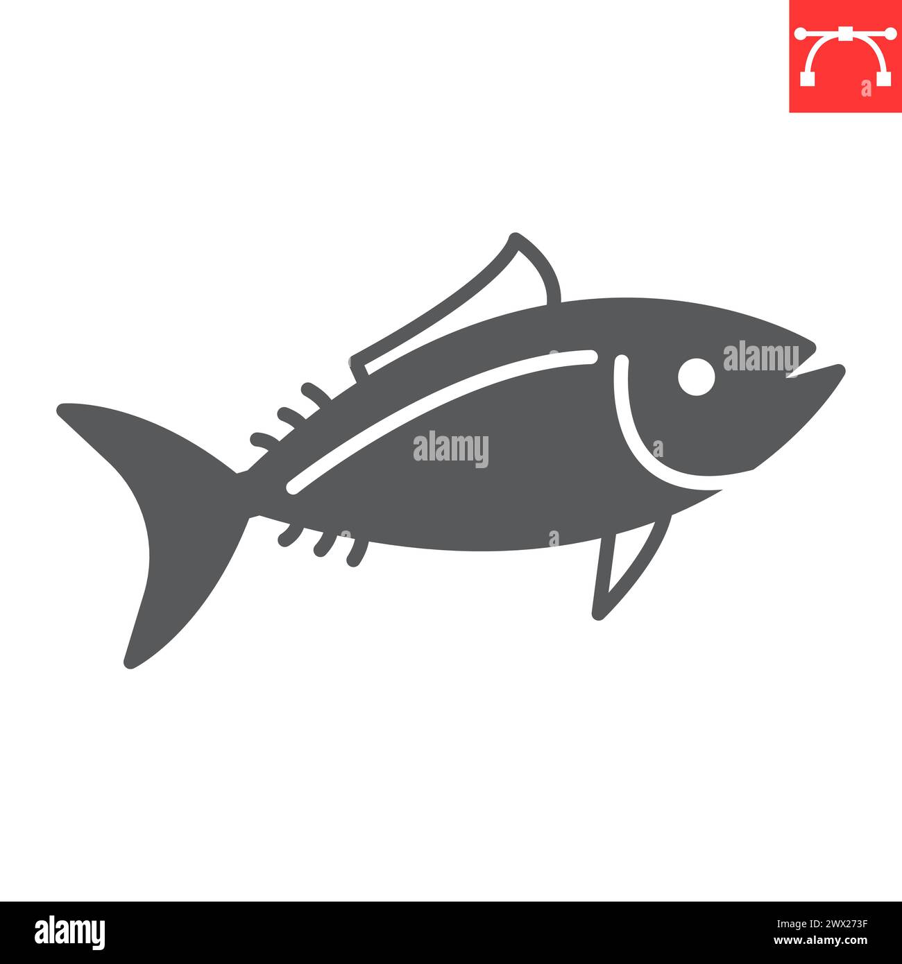 Tuna glyph icon, seafood and fish, tuna fish vector icon, vector ...