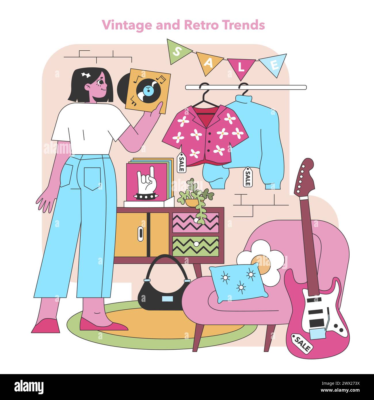 Nostalgic flair on display. A shopper revels in retro and vintage ...