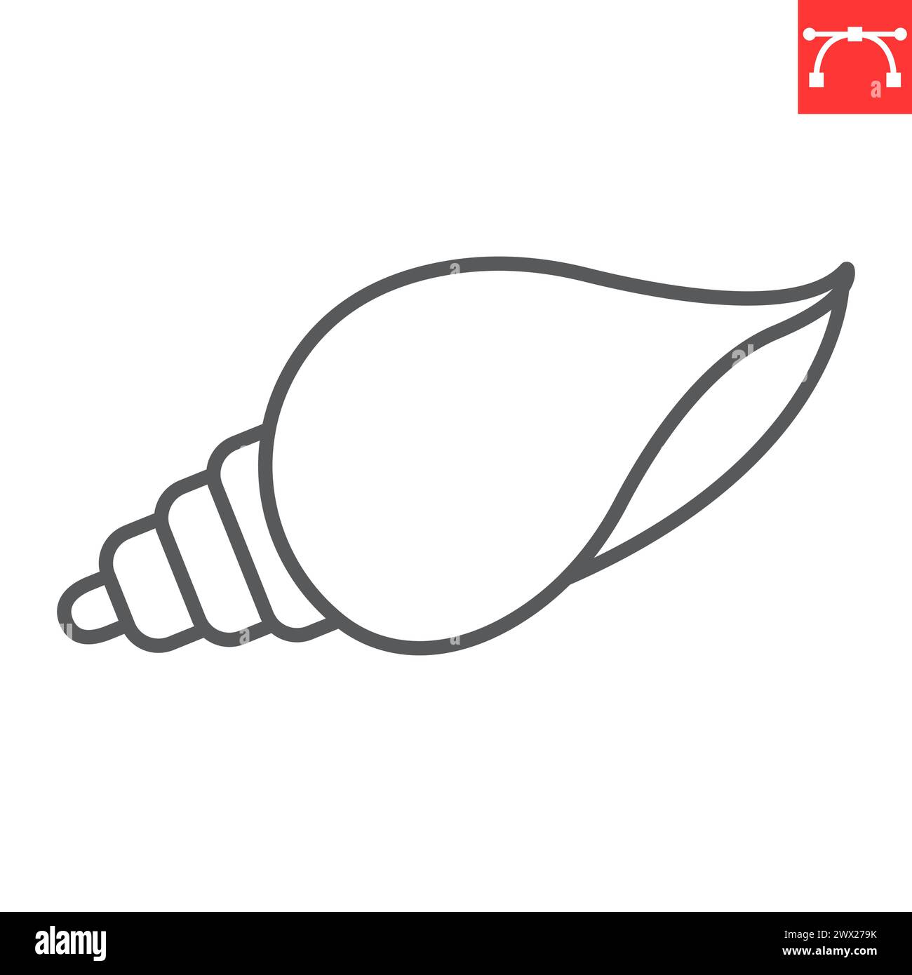 Conch line icon, seafood and mollusk, seashell vector icon, vector ...