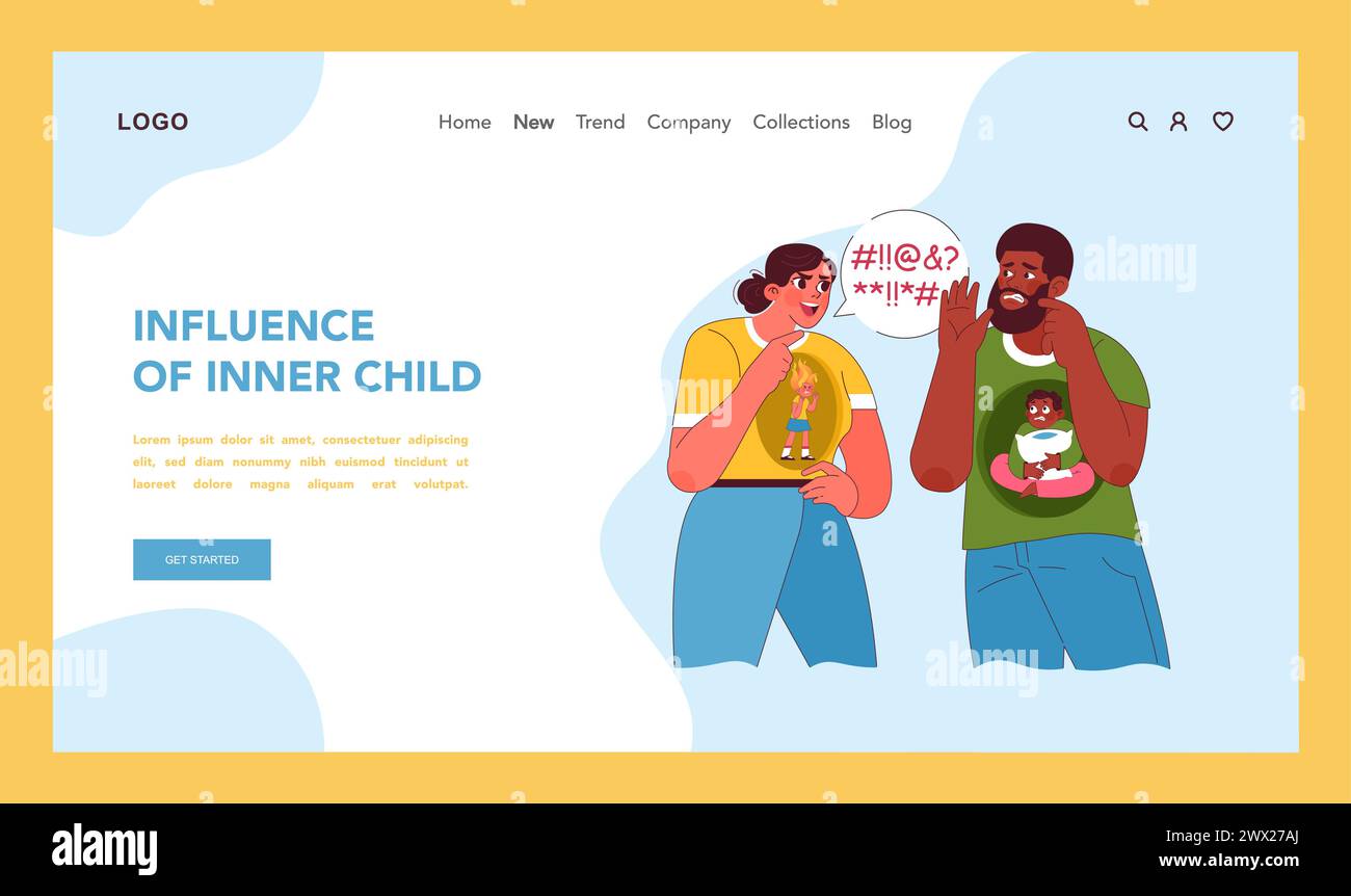 Inner child impact concept. Adults reflect on their childhood personas ...