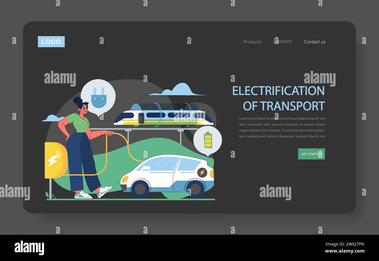 Electrification of Transport concept. Electric vehicle charging with ...